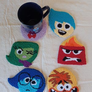 Inside Out Emotions Punch Needle Coasters: Pixar Fan Gift - Etsy