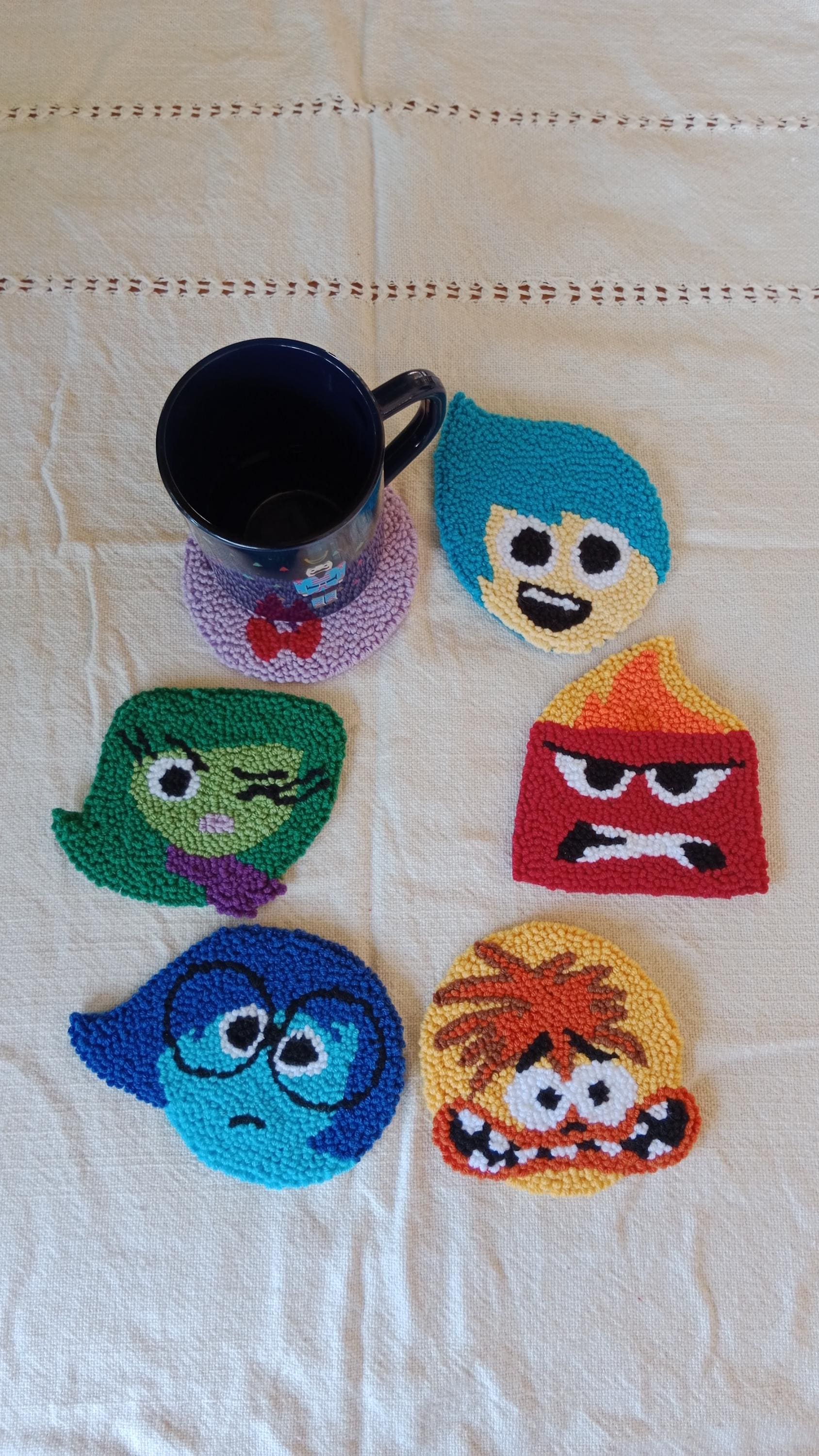 Inside Out Emotions Punch Needle Coasters: Pixar Fan Gift - Etsy