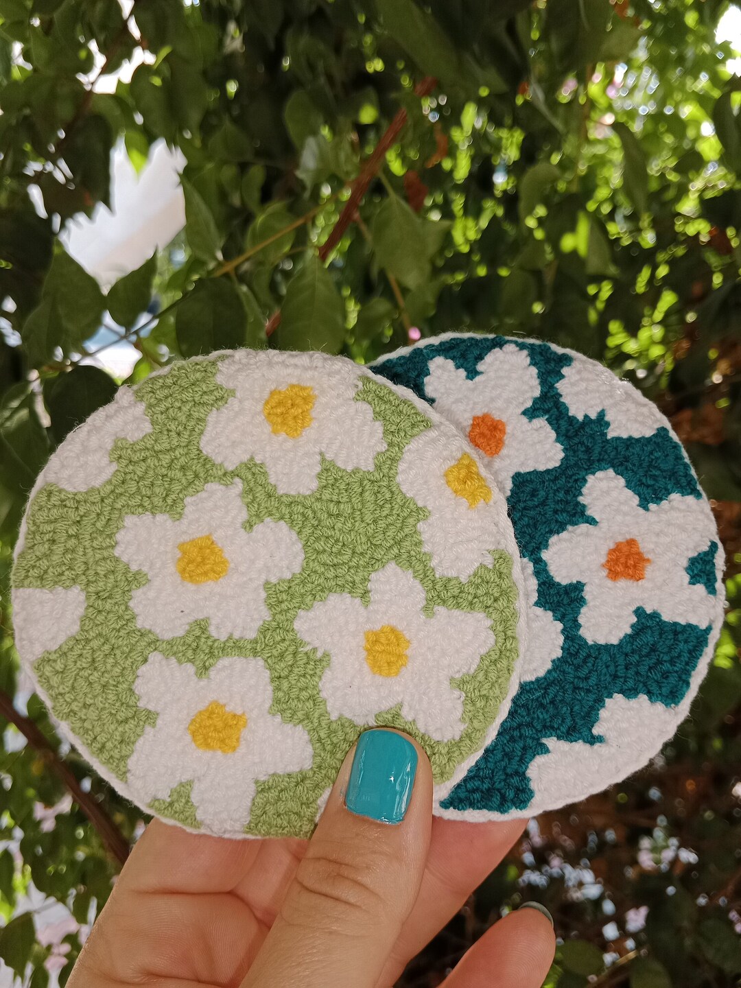 Punch Needle Mug Rugs,boho Needle Art, Flower Mug Coaster, Tufted ...