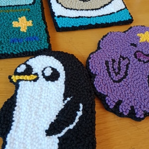 Adventure Time Punch Needle Coaster Set: Handmade Cartoon Mug Rugs - Etsy