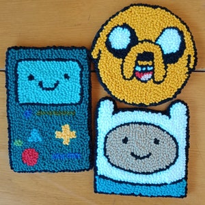 Adventure Time Punch Needle Coaster Set: Handmade Cartoon Mug Rugs - Etsy