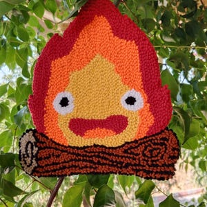 Calcifer Punch Needle Wall Hanging,anime Wall Decor, Anime Decor - Etsy