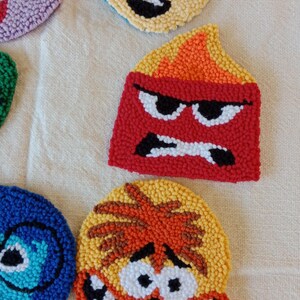 Inside Out Emotions Punch Needle Coasters: Pixar Fan Gift - Etsy