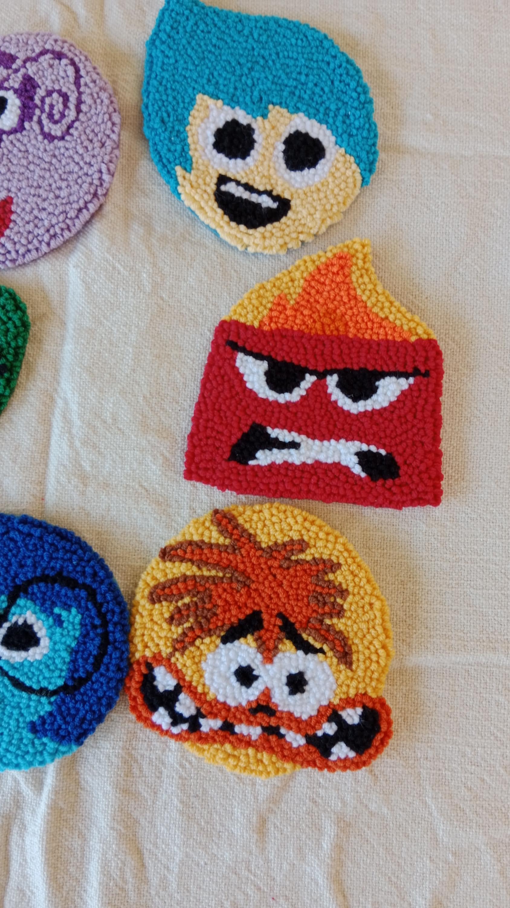 Inside Out Emotions Punch Needle Coasters: Pixar Fan Gift - Etsy