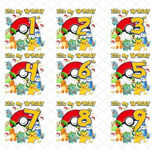 Pokemon Birthday Number PNG Bundle | Pikachu, Bulbasaur, Clipart ...
