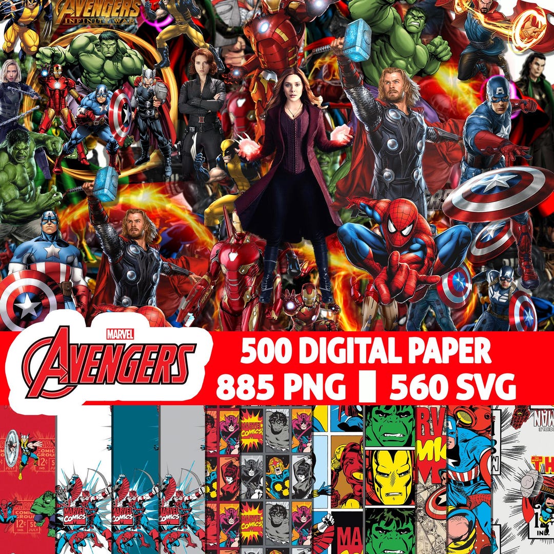 Avengers Clipart Bundle, Superhero PNG SVG, Digital Files (instant ...