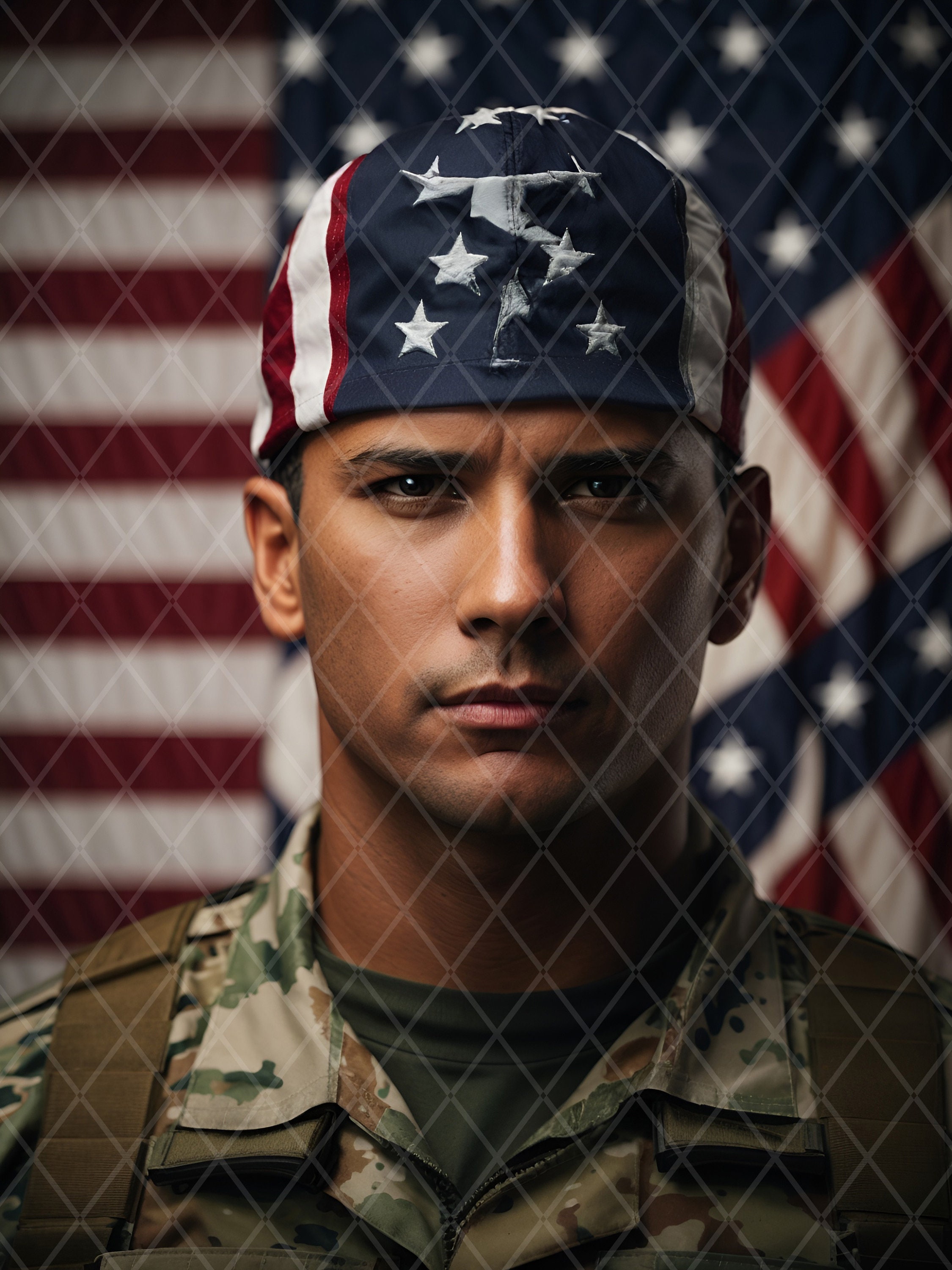 American Flag Head Shot Background Public Service Military - Etsy