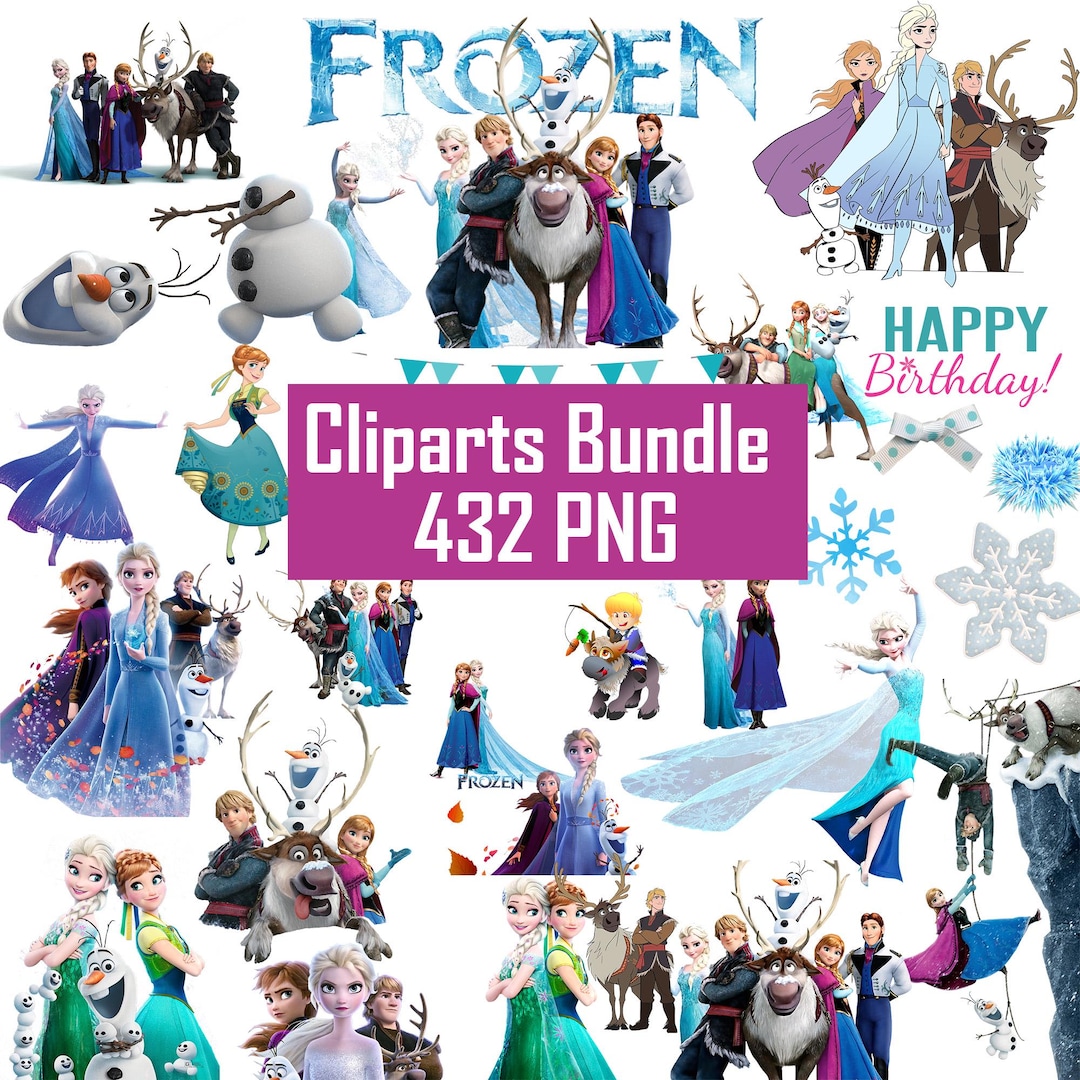 Frozen Birthday PNG Bundle, Elsa Anna Olaf Clipart, Frozen Printables ...