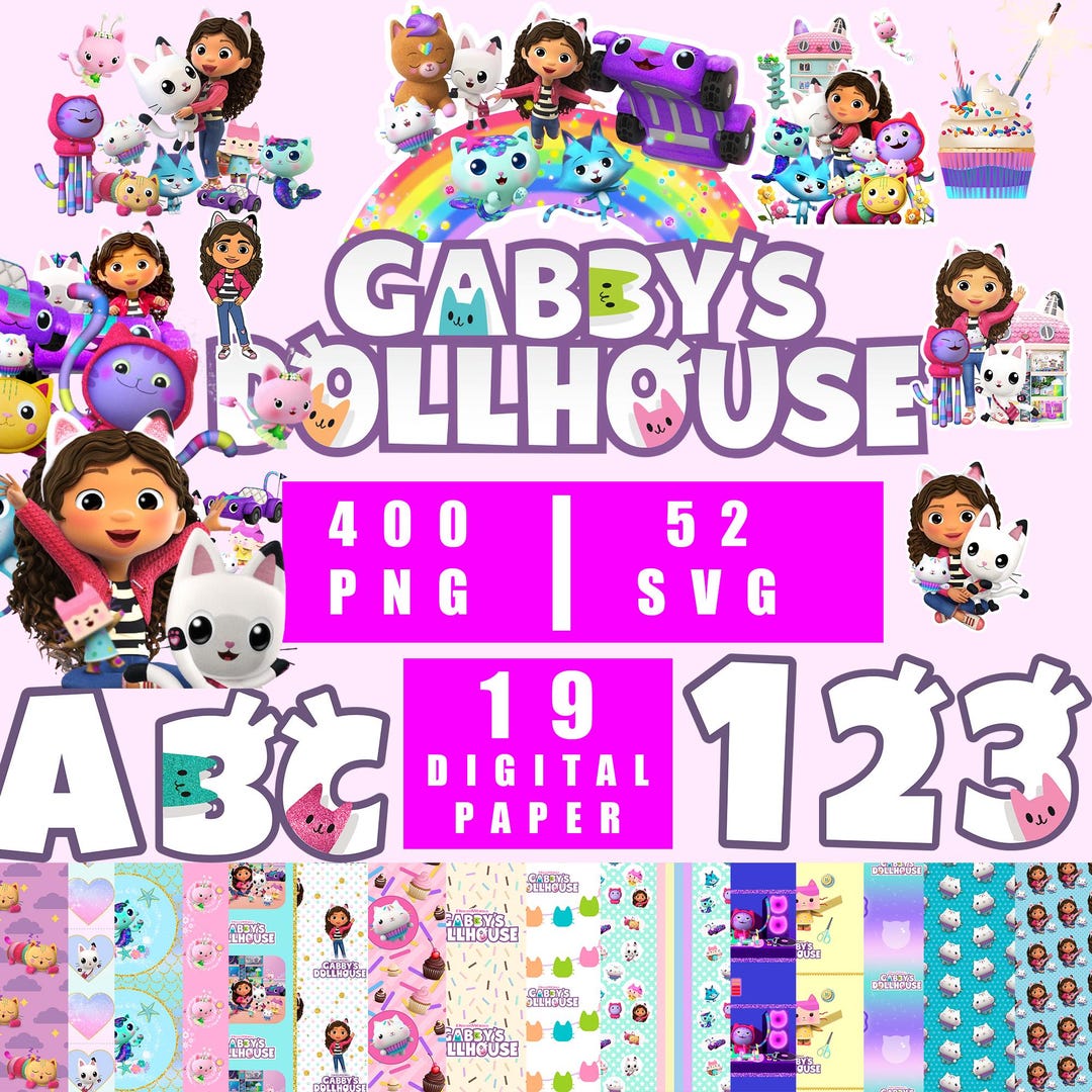 Gabby's Dollhouse PNG Clipart Bundle, 180+ Layered Svg Gift Files ...