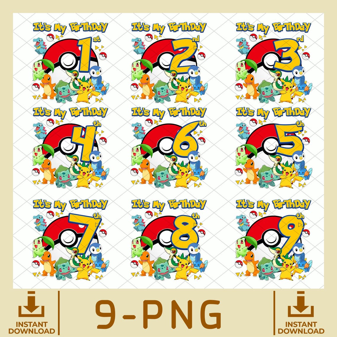 Pokemon Birthday Number PNG Bundle | Pikachu, Bulbasaur, Clipart ...