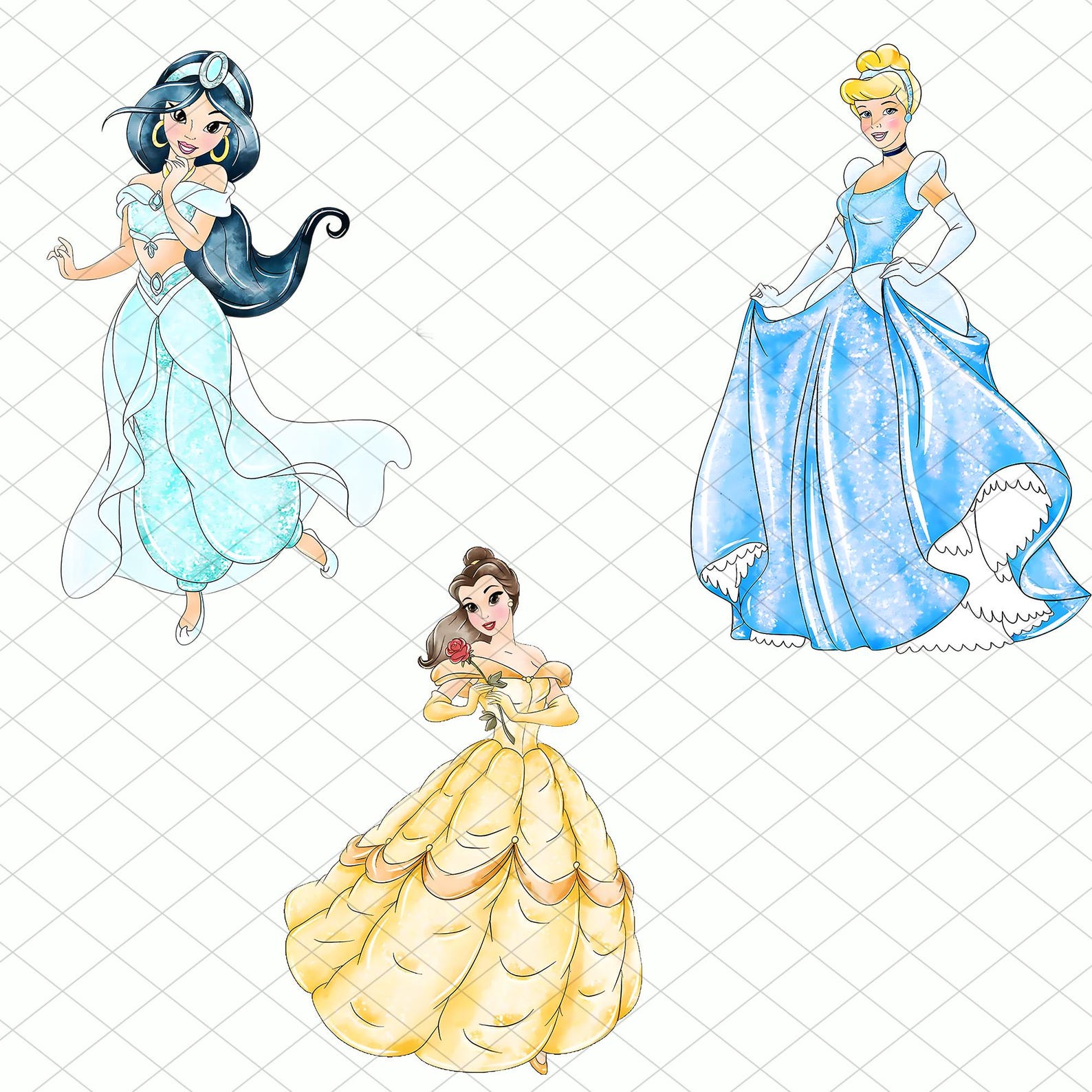 Watercolor Princess Clipart Bundle, Birthday Party PNG (digital ...