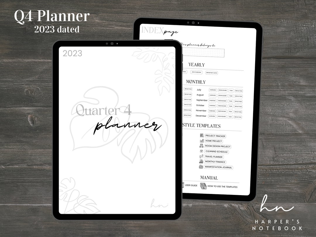 Minimalist Quarter 4 2023 Digital Planner | Monday & Sunday Start - Etsy