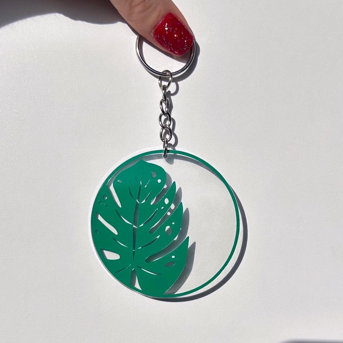Monstera Leaf Acrylic Keychain Botanical Plant Lover Gift Aesthetic ...