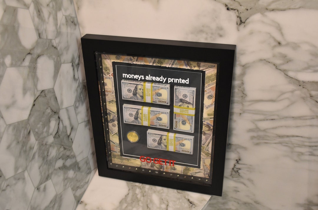 Cash & Bitcoin LED Shadow Box Motivational Wall Hanging, Money Art ...