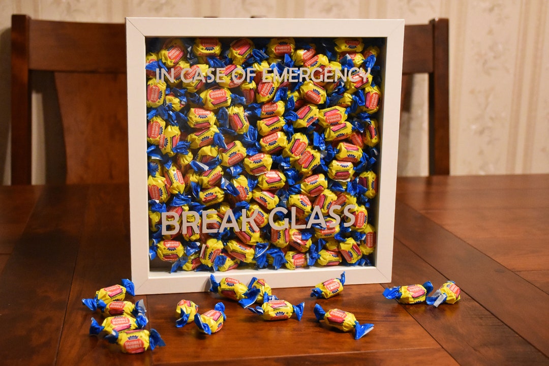 In Case of Emergency Break Glass Bubble Gum Shadow Box | 3D Art ...