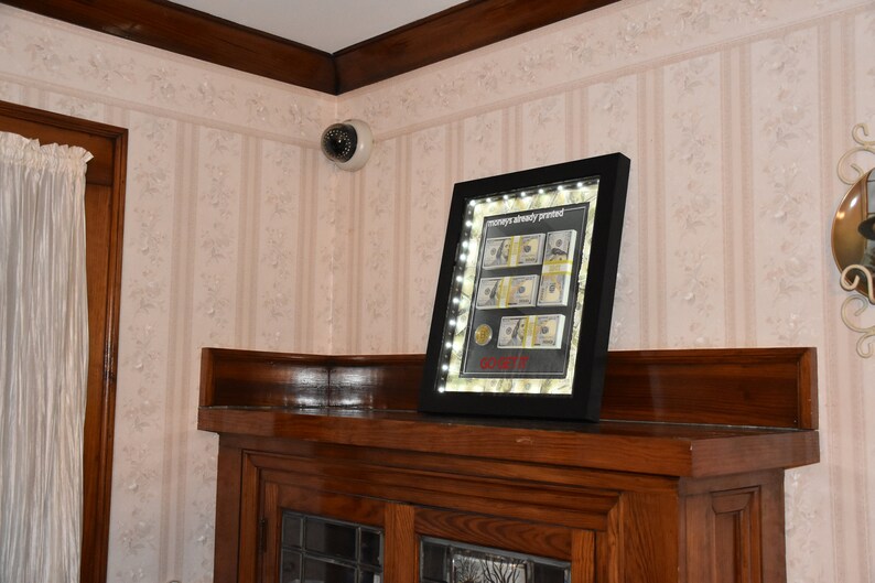Cash & Bitcoin LED Shadow Box Motivational Wall Hanging, Money Art ...