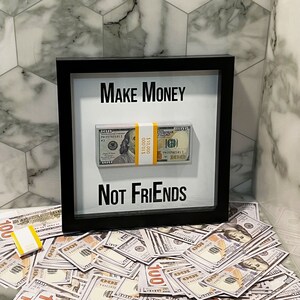 White Make Money Not Friends Glass Money Art Canvas Wall Decoration Fun ...