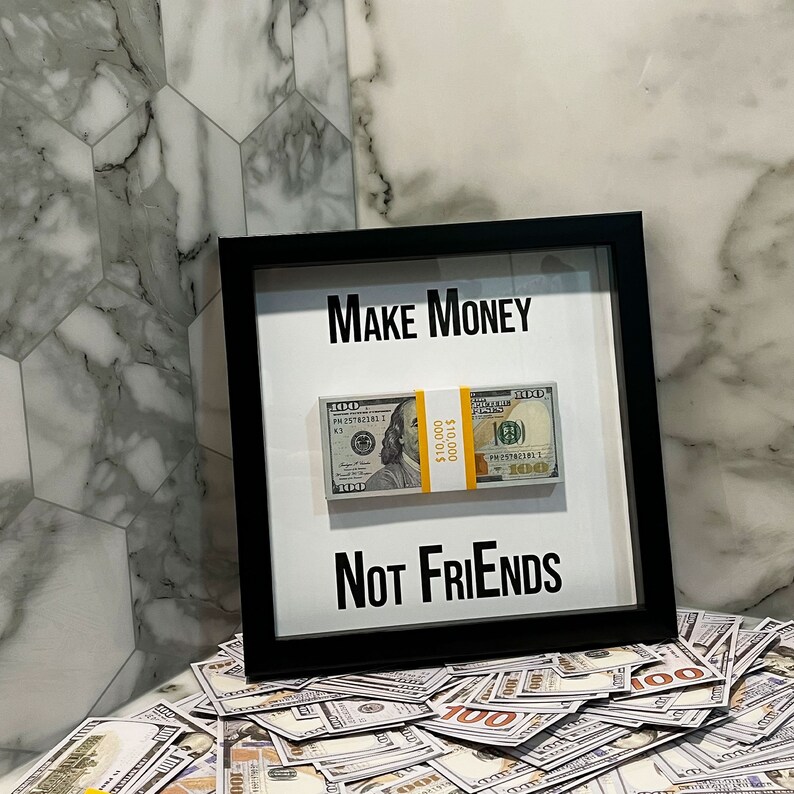 White Make Money Not Friends Glass Money Art Canvas Wall Decoration Fun ...