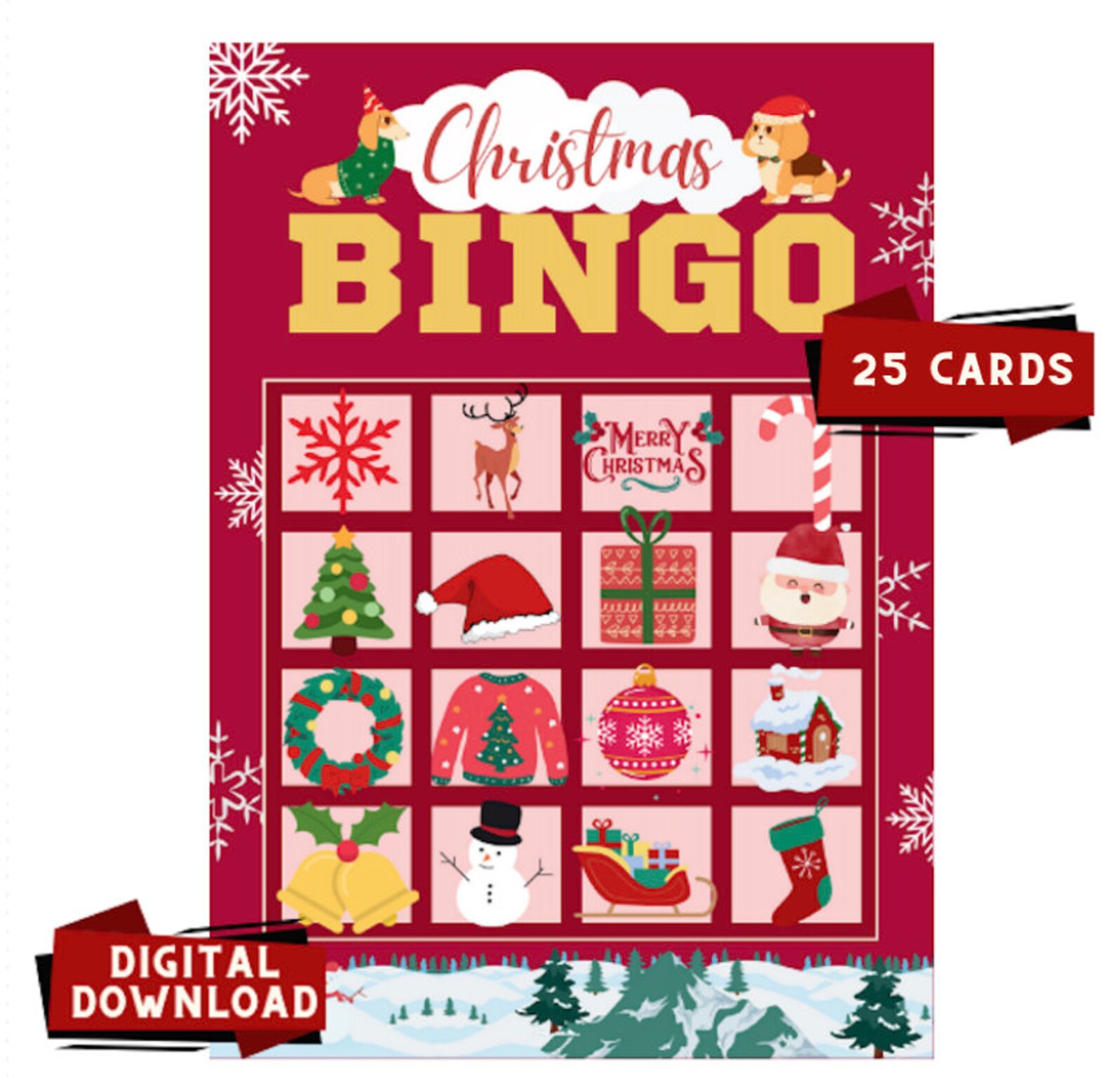 Printable Christmas Bingo Game, Christmas Games, Christmas Bingo ...