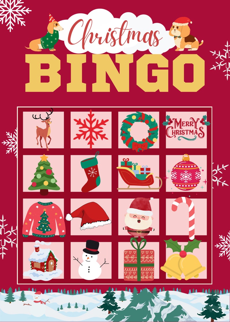 Printable Christmas Bingo Game, Christmas Games, Christmas Bingo ...
