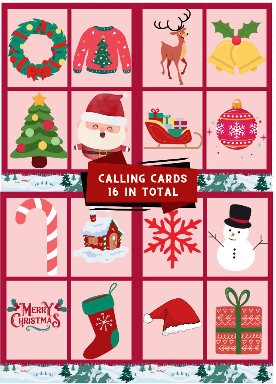 Printable Christmas Bingo Game, Christmas Games, Christmas Bingo ...