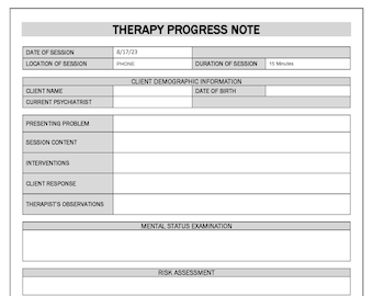 SOAP Therapy Progress Note Template - Etsy