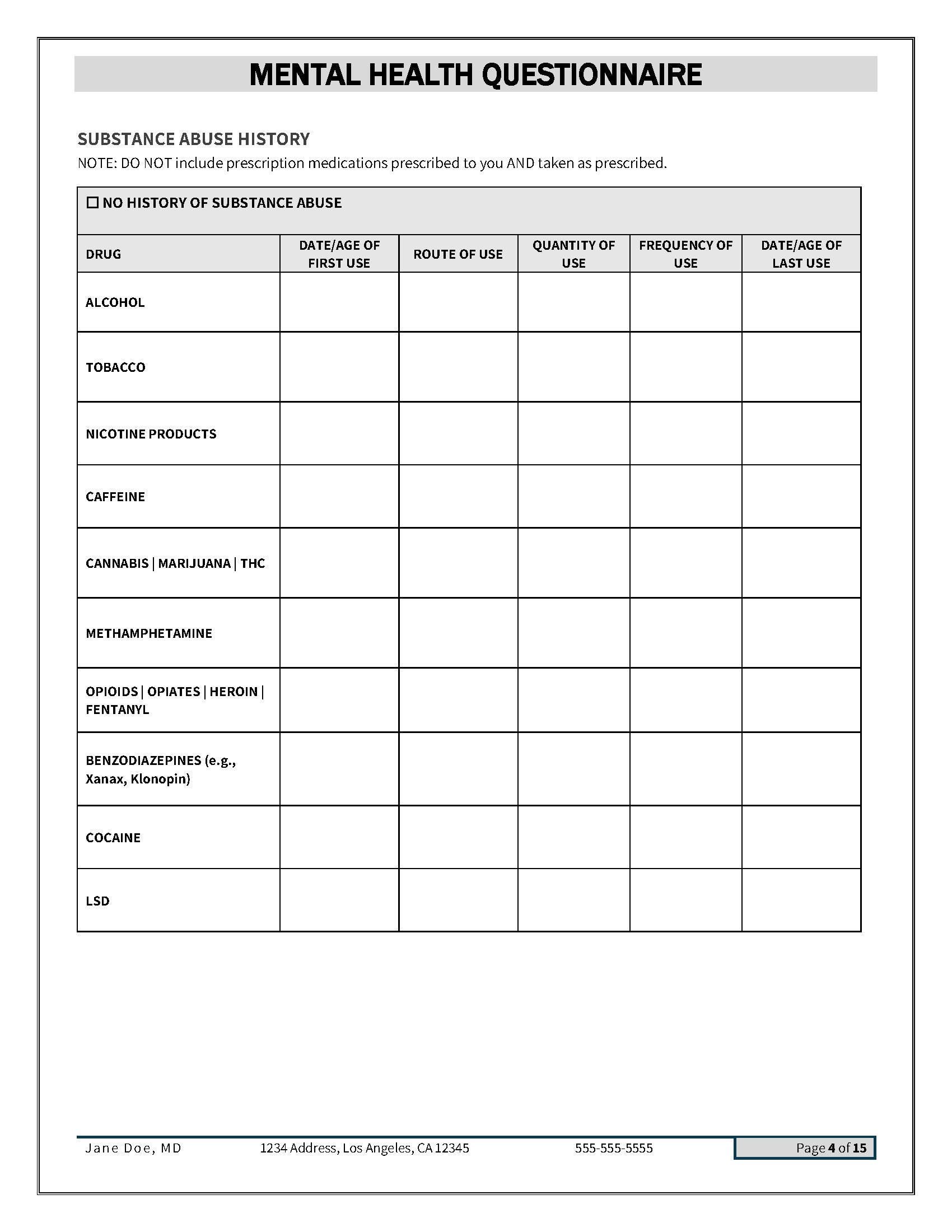 Mental Health Evaluation Form - Etsy