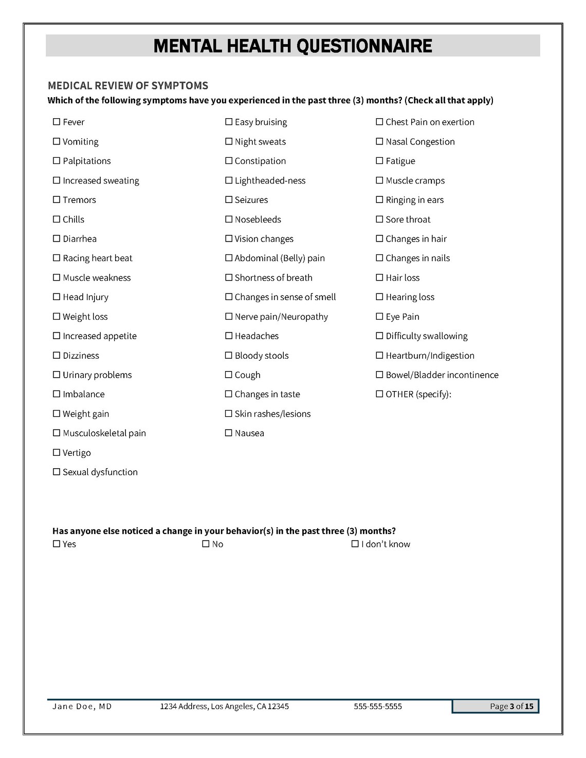 Mental Health Evaluation Form - Etsy