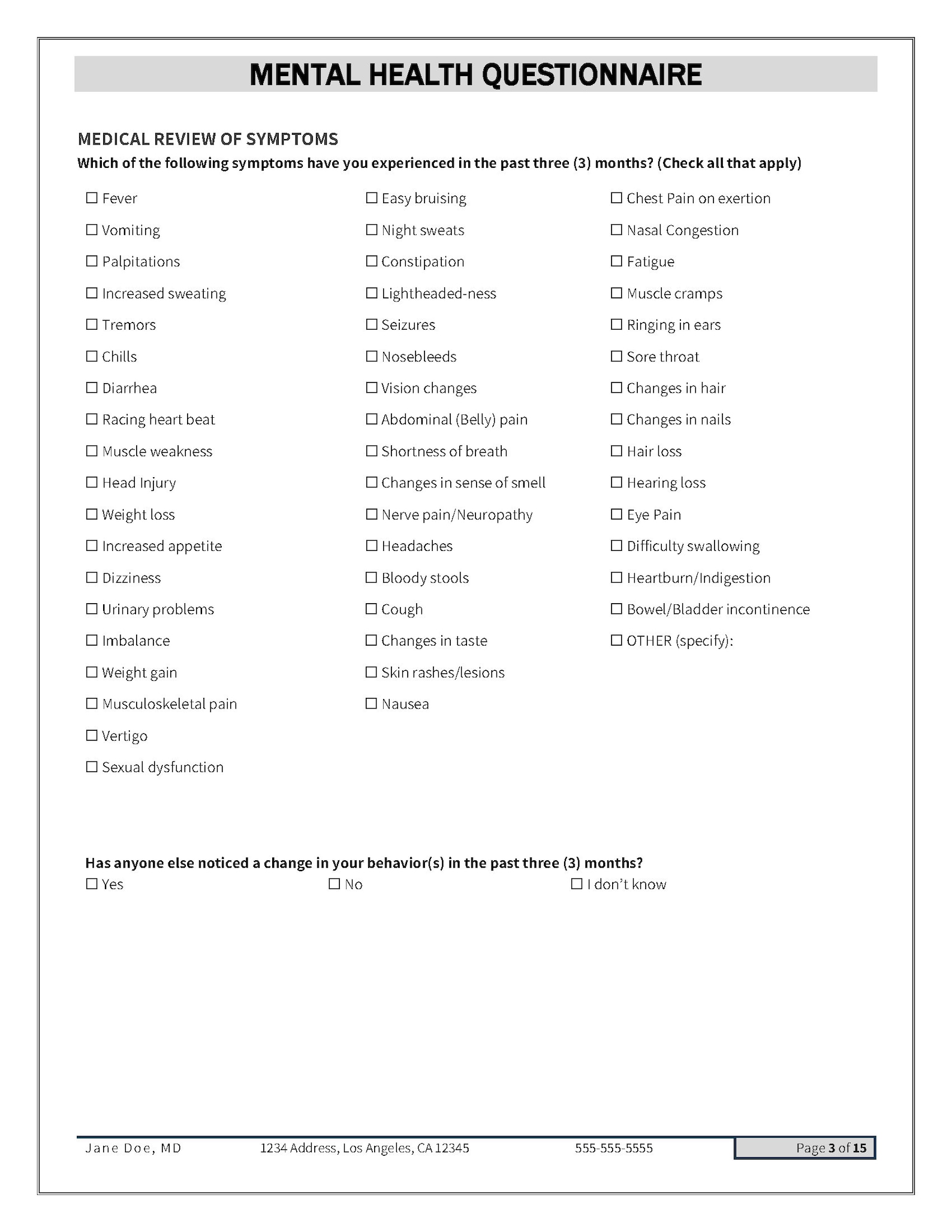 Mental Health Evaluation Form - Etsy