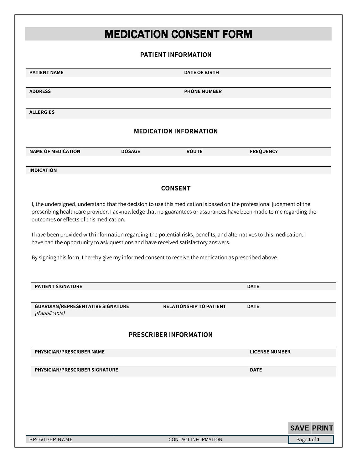 Medication Consent Form - Etsy
