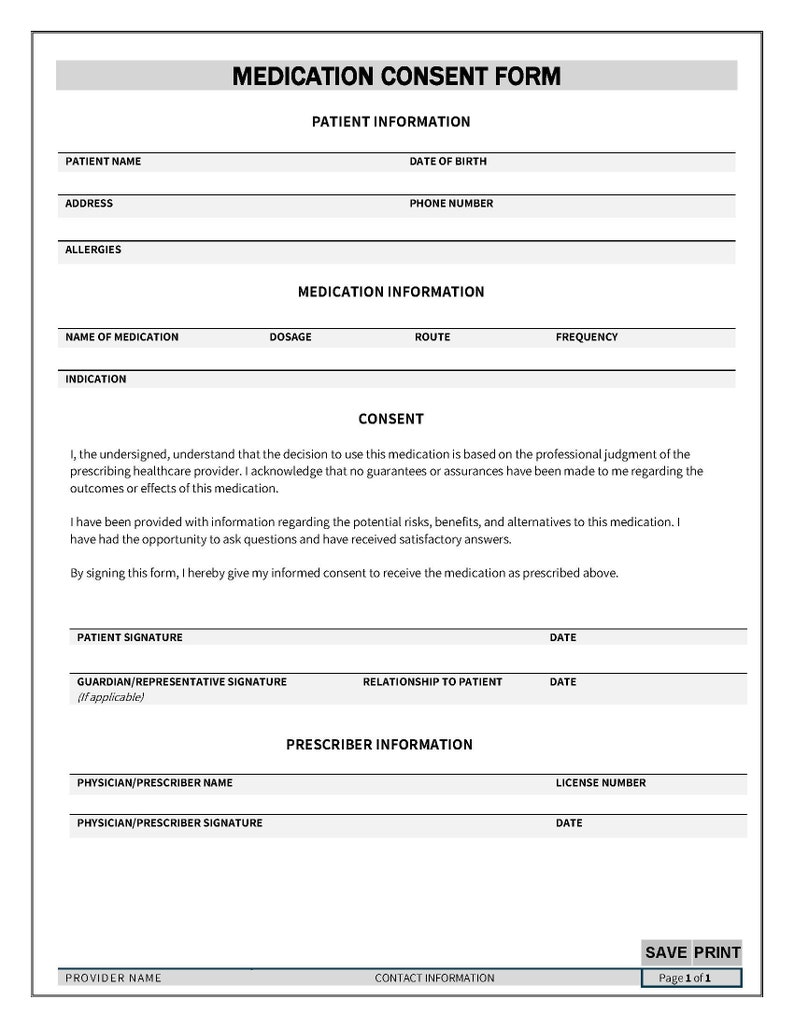 Medication Consent Form - Etsy