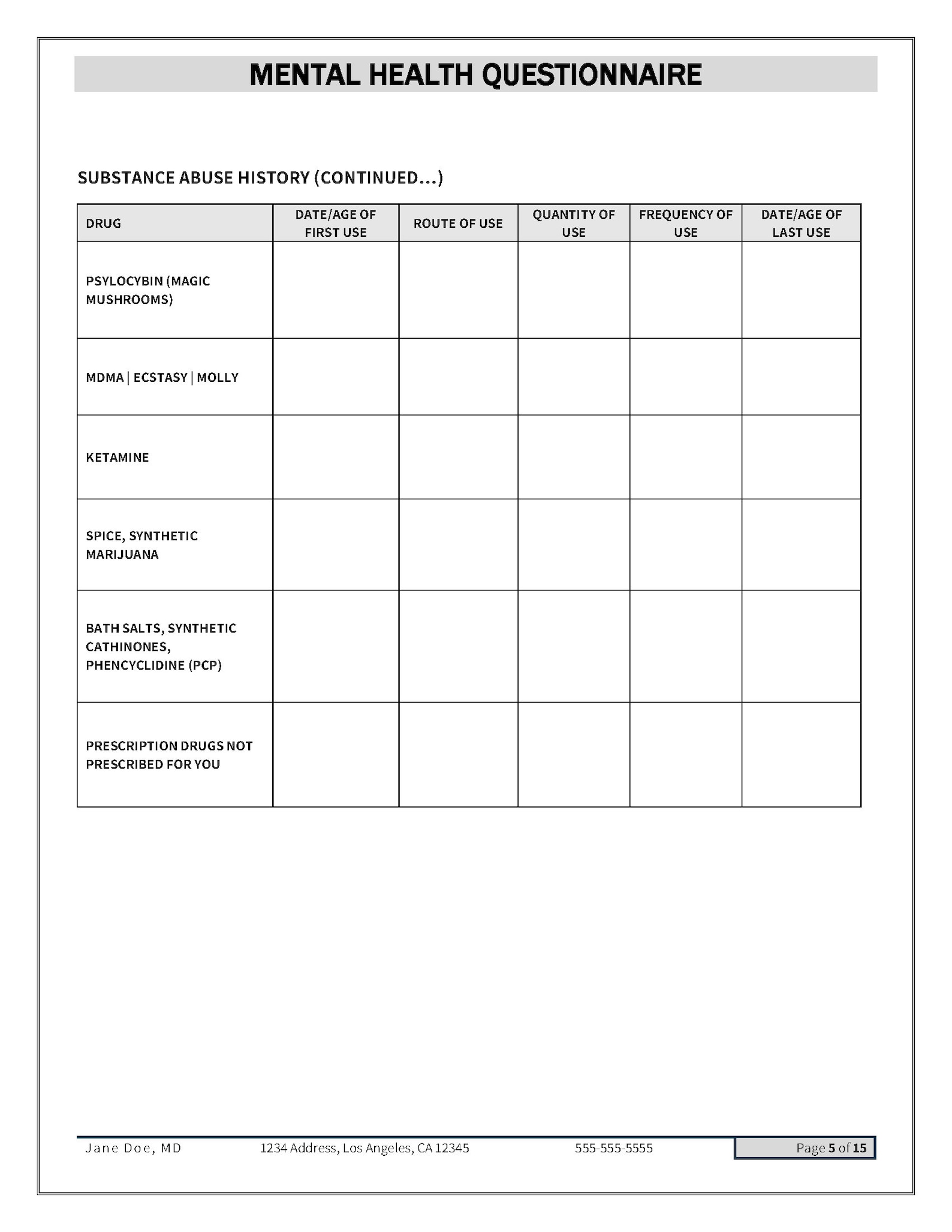 Mental Health Evaluation Form - Etsy
