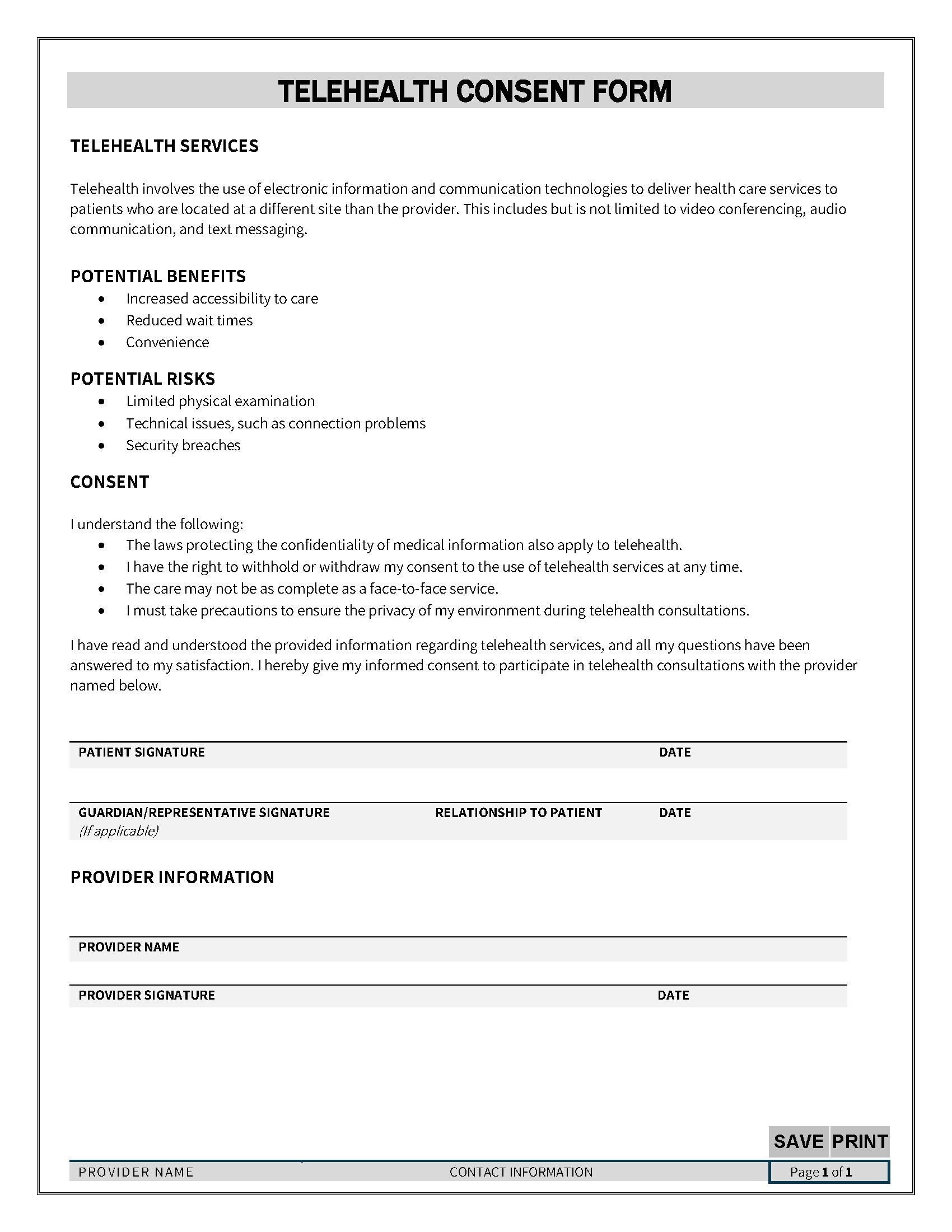 Telehealth Consent Form - Etsy