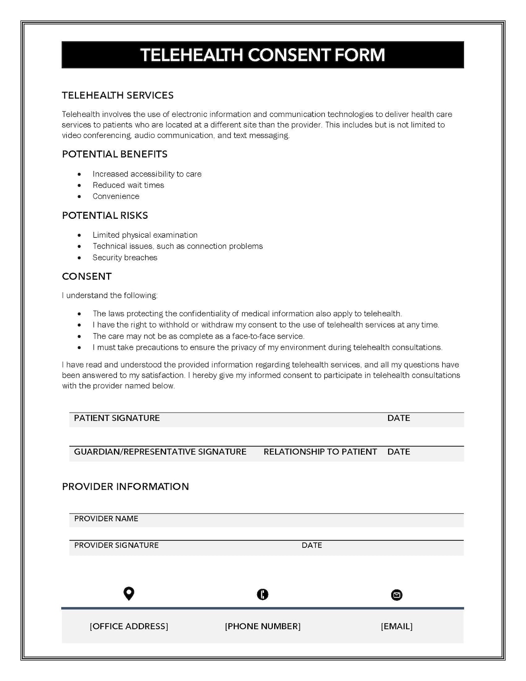 Telehealth Consent Form - Etsy