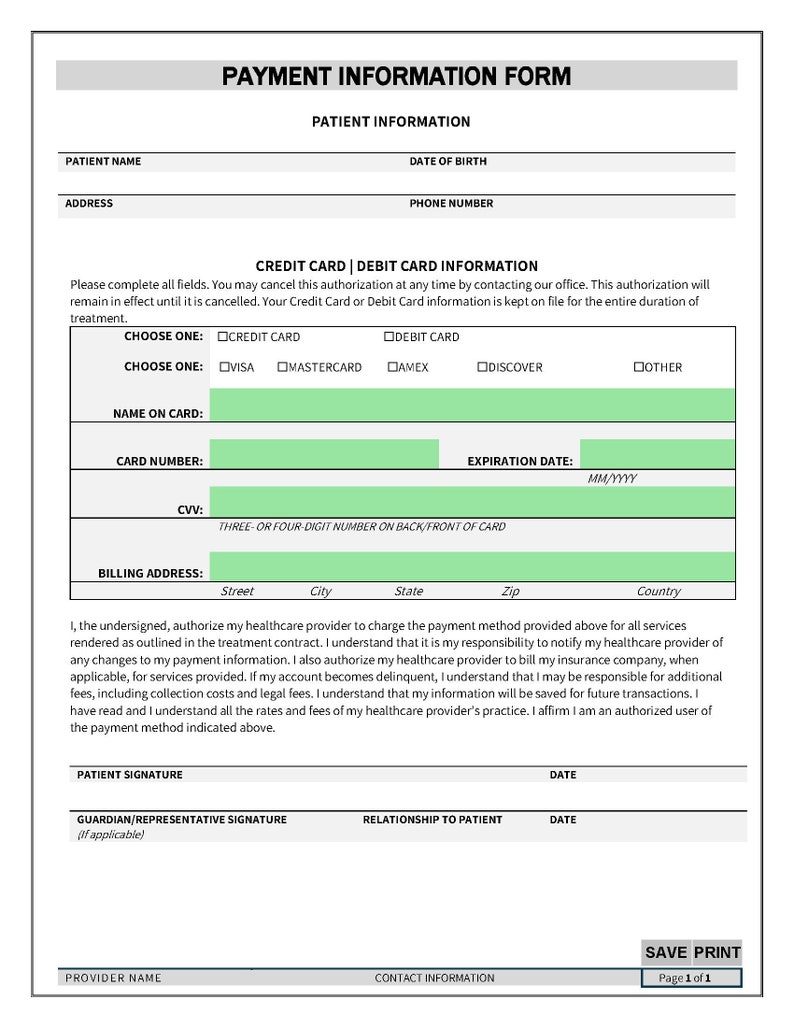 Payment Information Form - Etsy