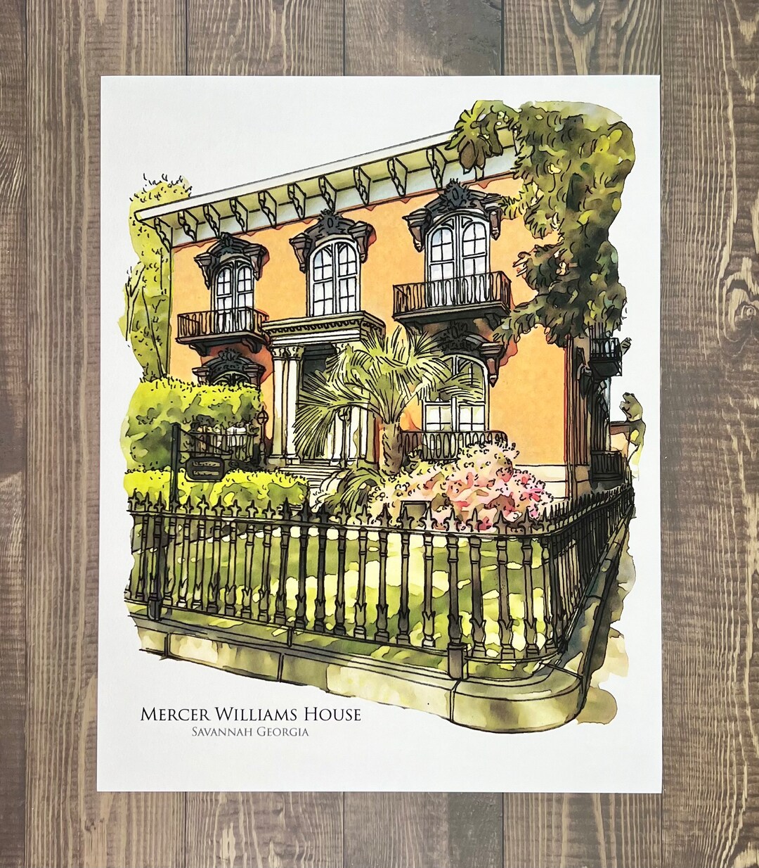 Mercer Williams House Savannah Georgia Watercolor Painting Giclée Fine ...
