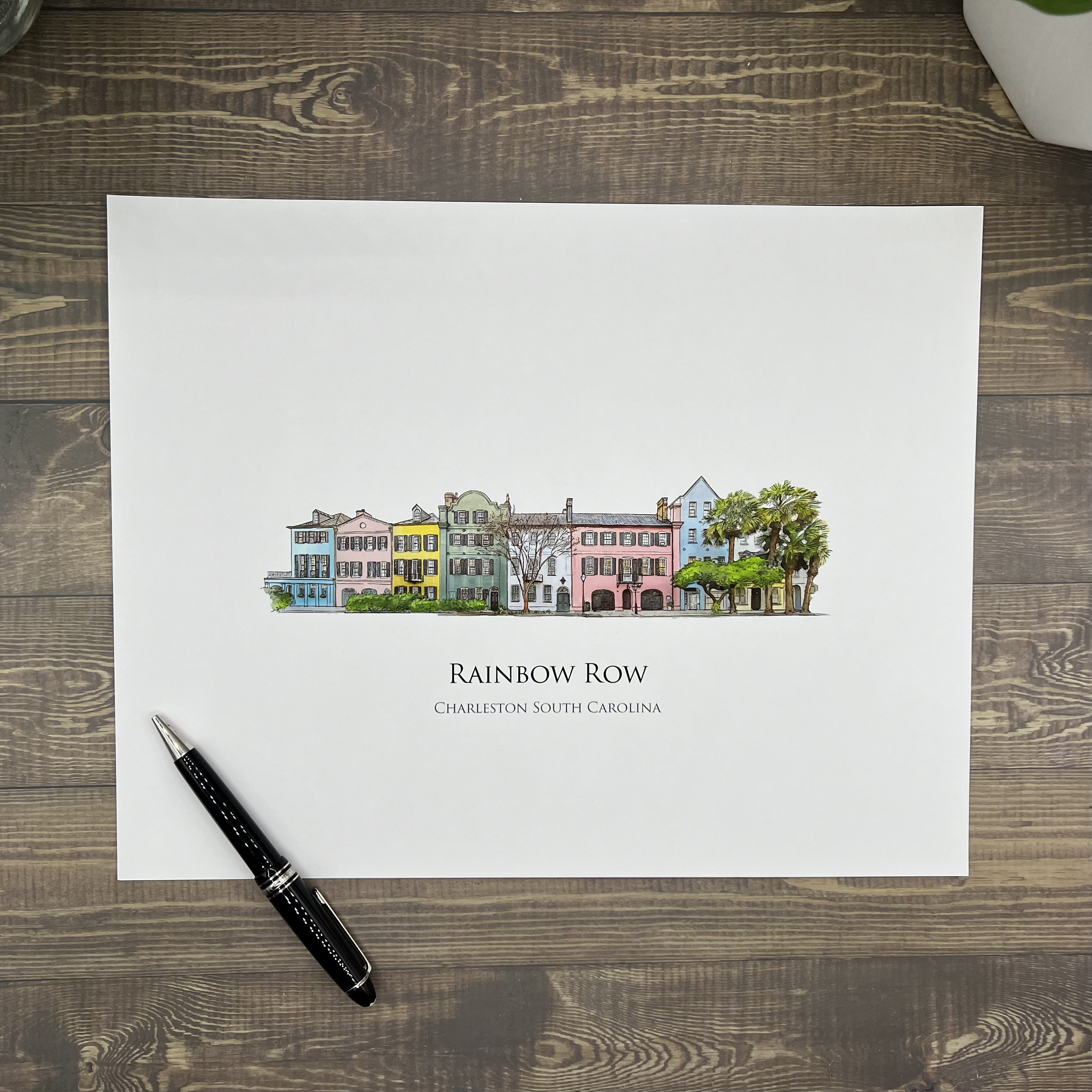 Rainbow Row Charleston South Carolina Watercolor Painting Giclée Fine ...