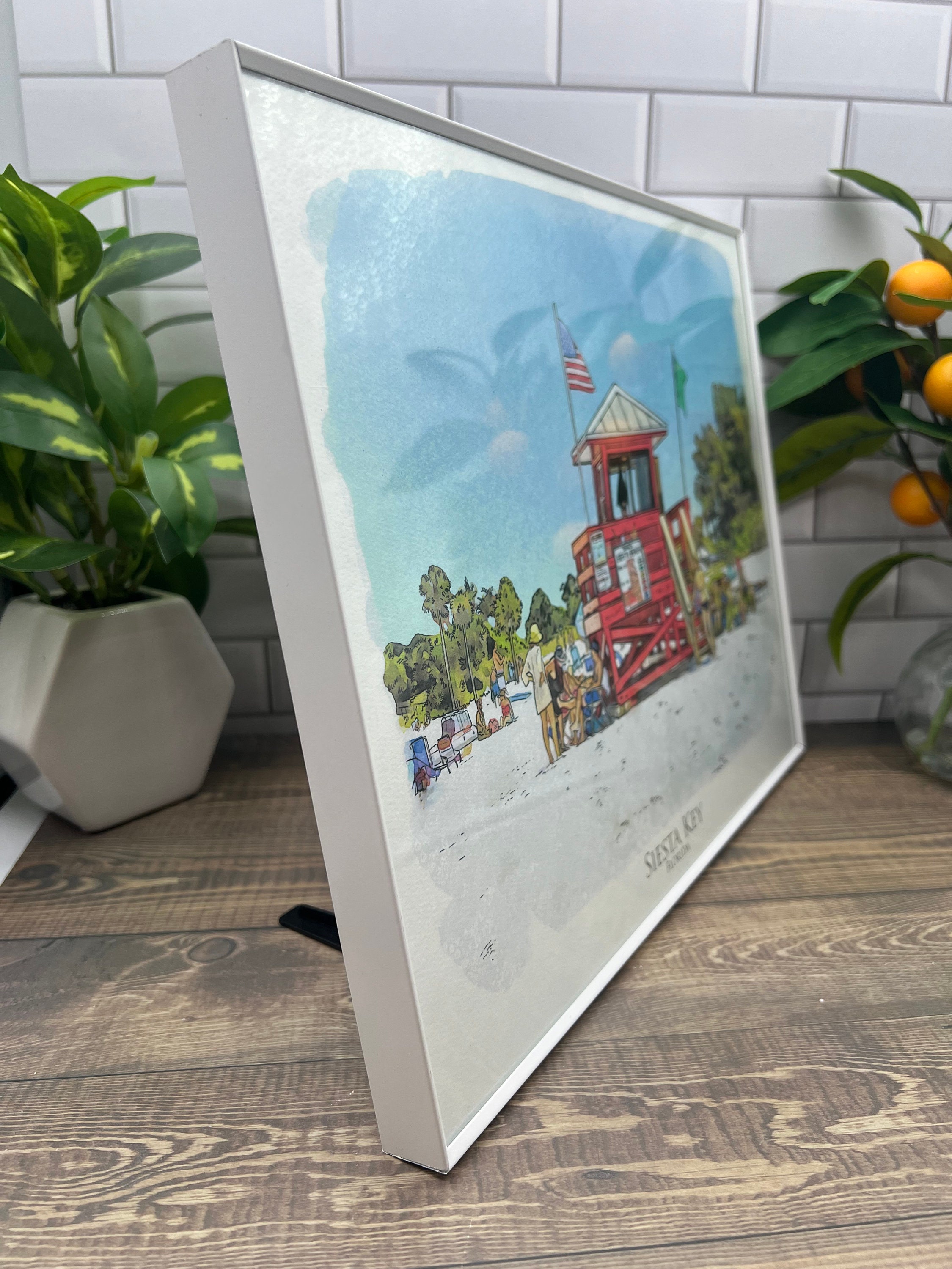 Siesta Key Florida Beach Watercolor Painting Giclée Fine Art Print ...