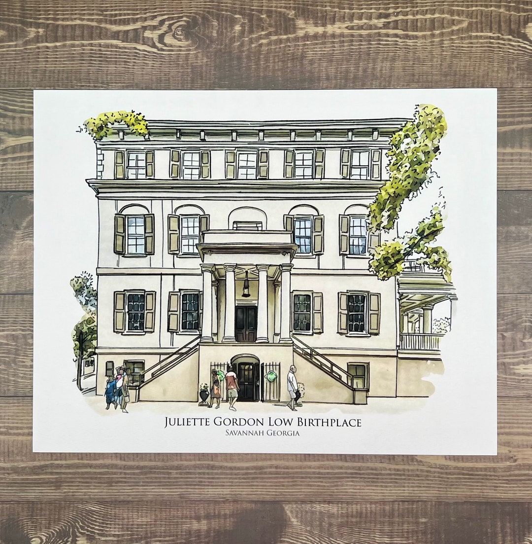 Juliette Gordon Low Birthplace Savannah Georgia Watercolor Painting ...