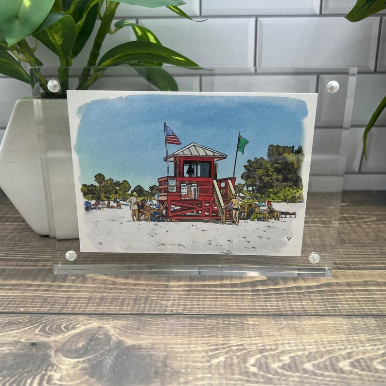 Siesta Key Florida Beach Watercolor Painting Giclée Fine Art Print ...