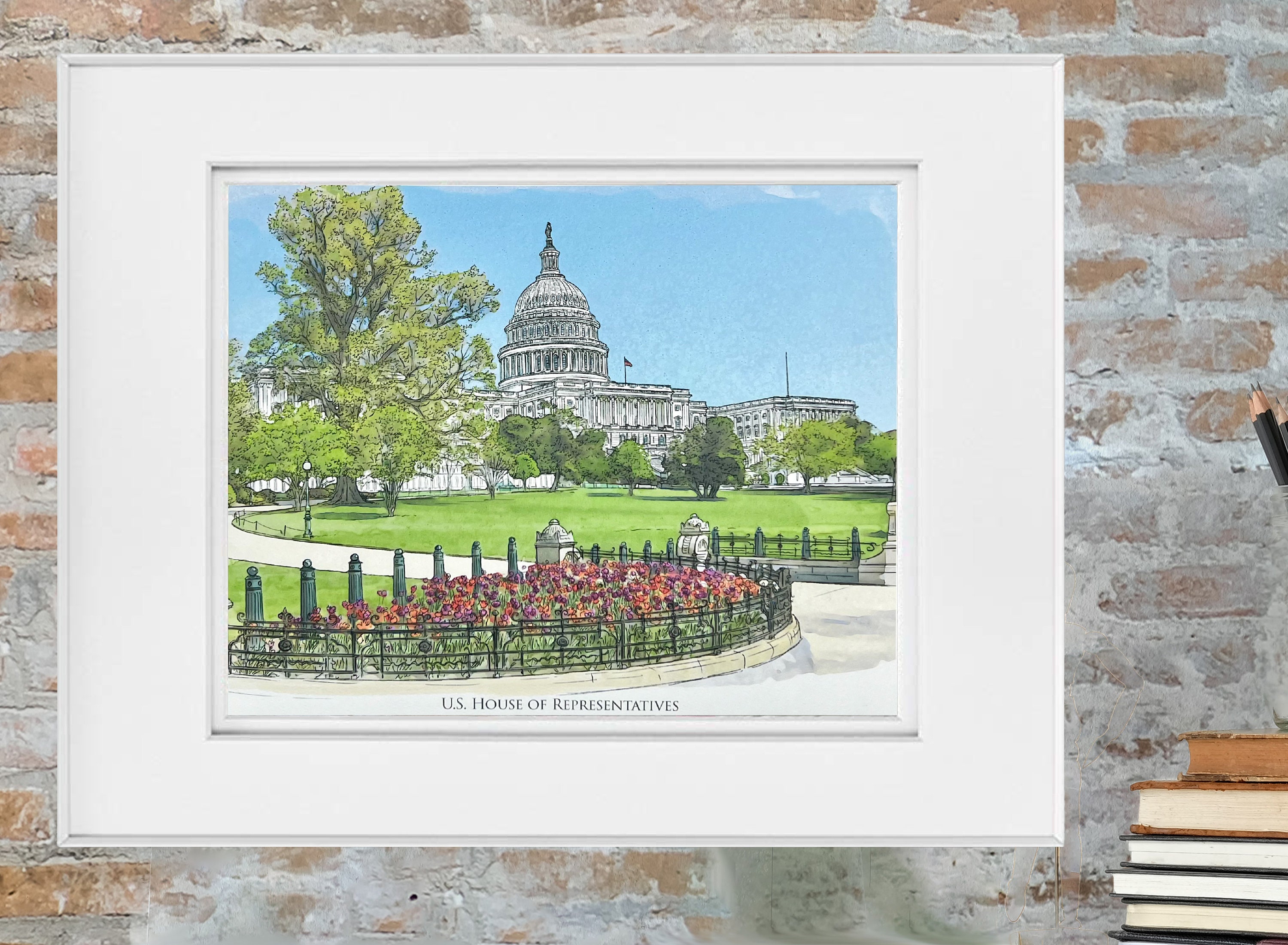 USA Capitol Building Art Print, Illustration, Wall Art Print, United ...