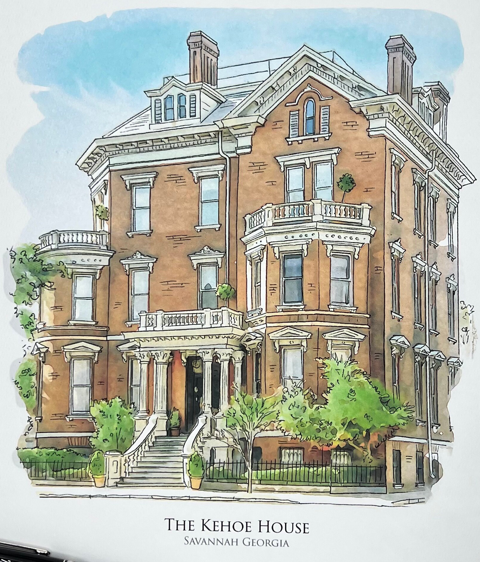 The Kehoe House Savannah Georgia Watercolor Painting Giclée Fine Art ...