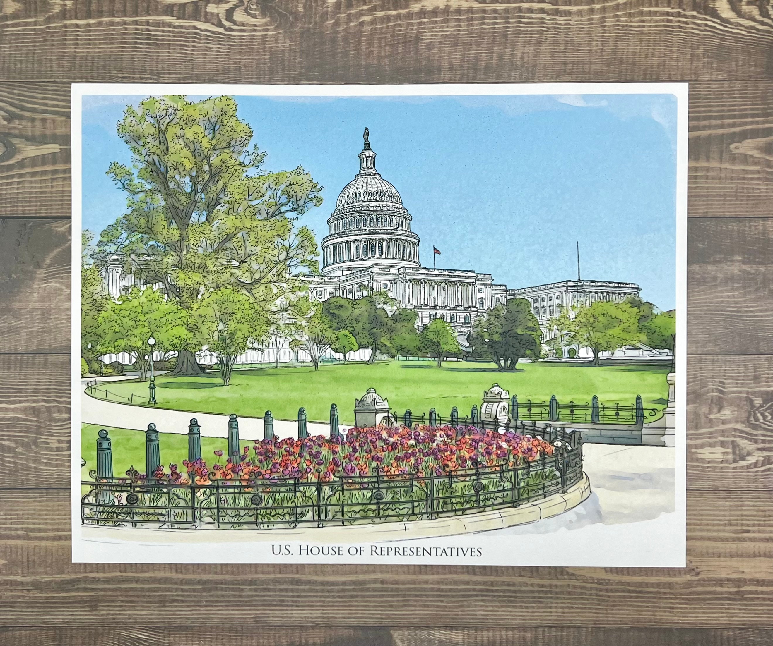 USA Capitol Building Art Print, Illustration, Wall Art Print, United ...