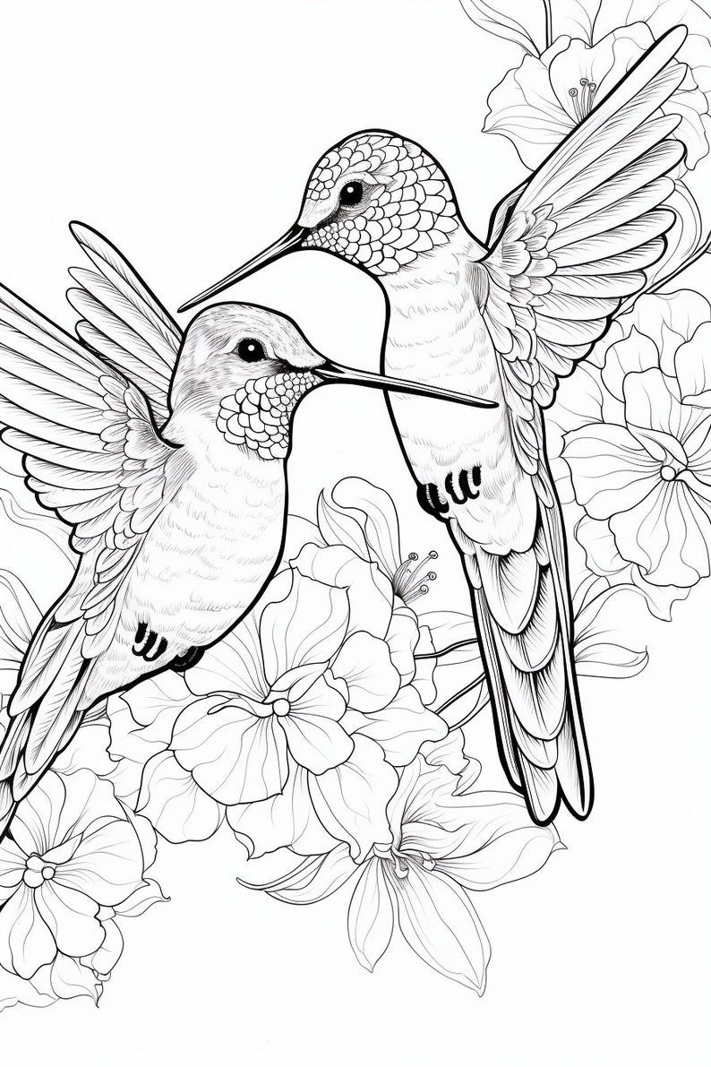 Butterflies And Hummingbirds Coloring Book Etsy
