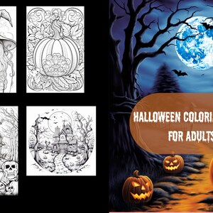 Halloween Coloring Book for Adults - Etsy