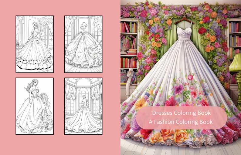 Dresses Coloring Book: A Fashion Coloring Book - Etsy