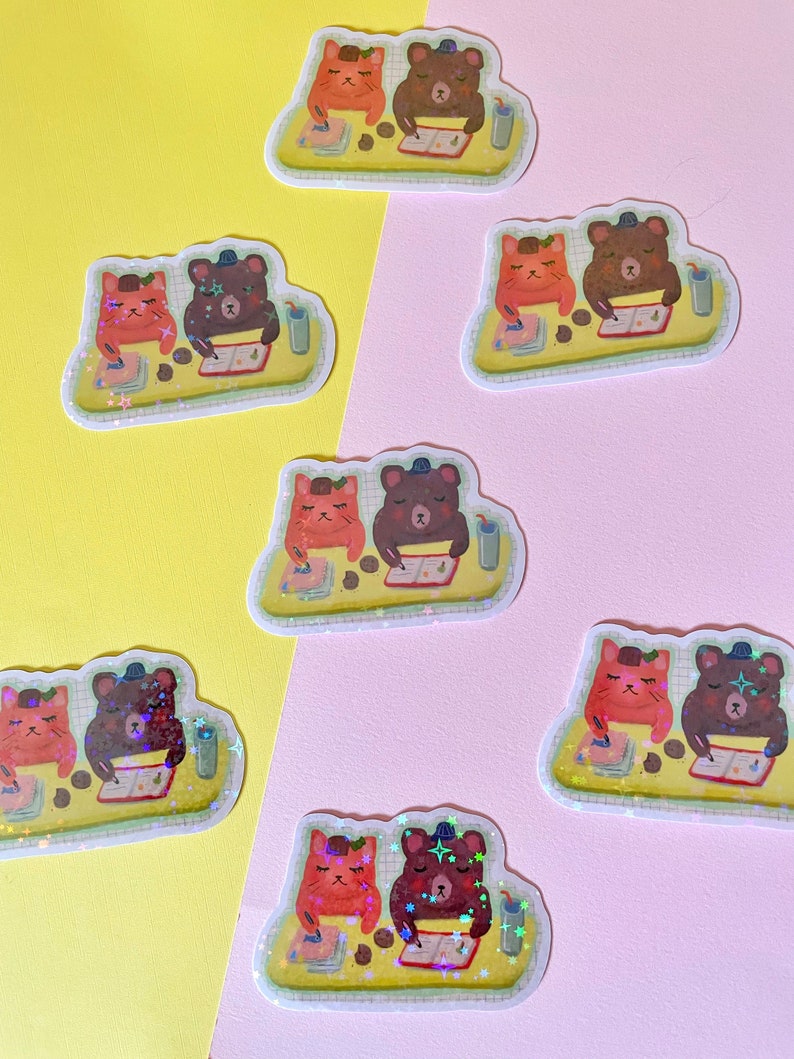 Study Buddies Vinyl Holographic Sticker - Etsy