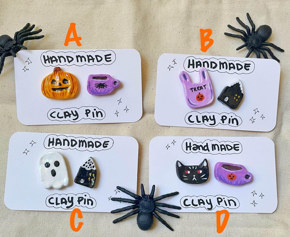 Handmade Clay Pins - Halloween Themed - Etsy