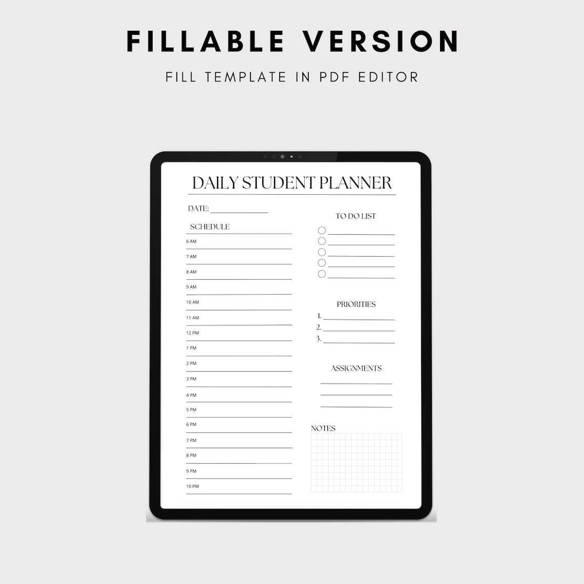 Printable Daily Student Planner, Undated Planner, Personal Planner ...