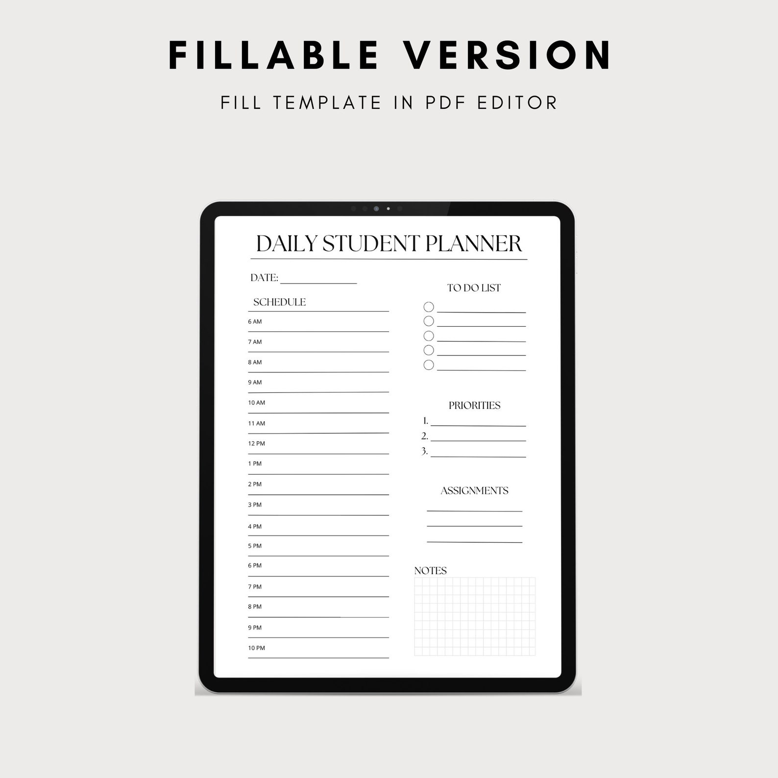 Printable Daily Student Planner, Undated Planner, Personal Planner ...